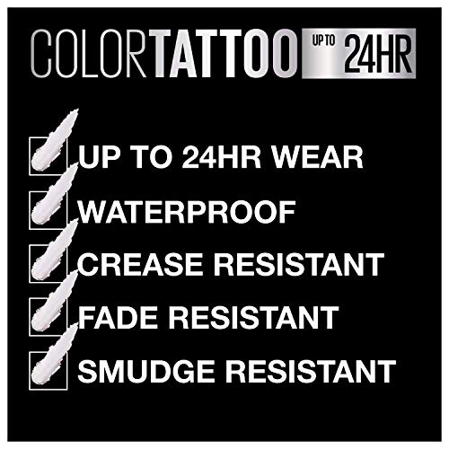 Maybelline Color Tattoo Waterproof Fade Resistant Crease Resistant Blendable Cream Eyeshadow Pots Makeup, Socialite, 0.14 Oz