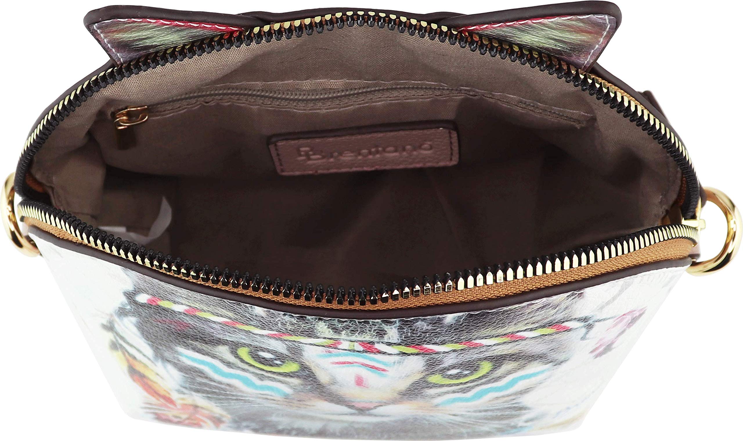B BRENTANO Vegan Cute Bohemian Cat Animal 3-D Ear Crossbody Handbag (Boho Feline)