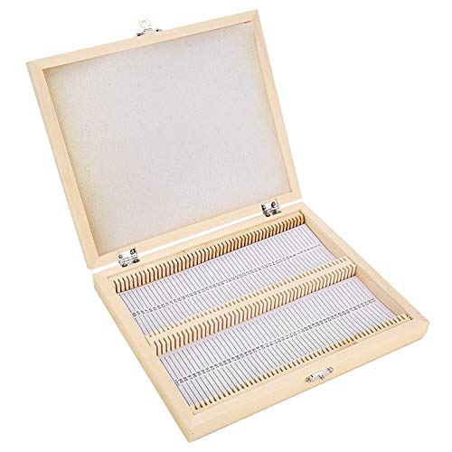 Wooden Box with Lock Storage Glass Slide Storage for Lab Glass Prepared Microscope Slides Storing Tool 22.8x18.8x3.5cm / 9x7.4x1.4in for Educational Use