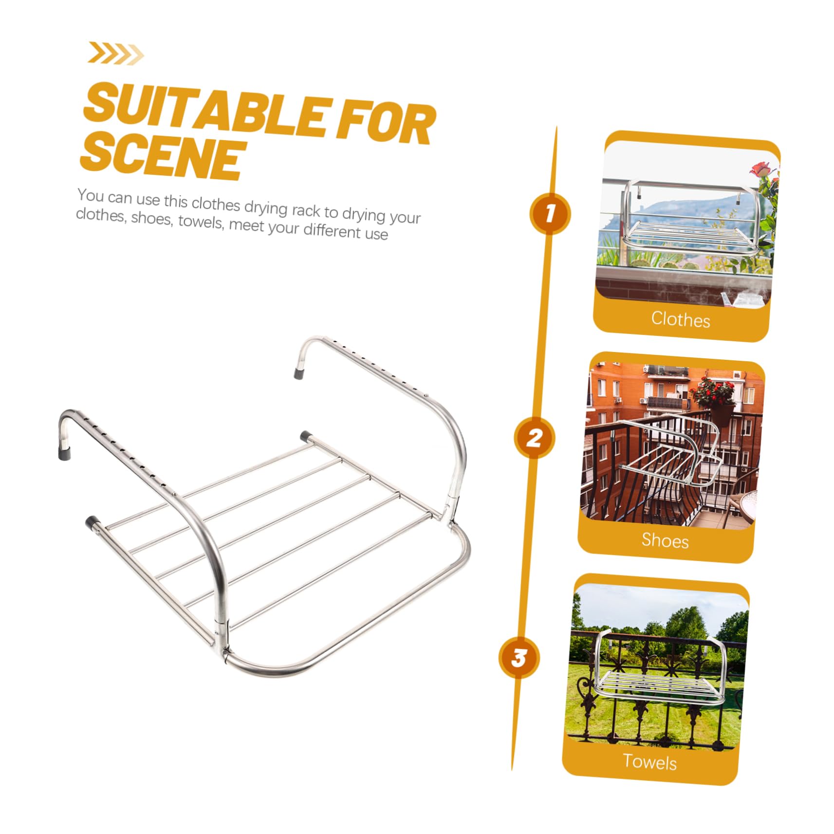 ABOOFAN Storage Shelf Coat Hangers Storage Shelves Clothes Drying Rack Windowsill Drying Rack Portable Drying Rack Storage Rack Folding Rack Outdoor Travel Stainless Steel Heat Sink