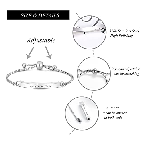zeqingjw Heart Cremation Bracelet for Ashes Stainless Steel Urn Bangles for Ashes Memorial Keepsake Cremation Memorial Urn Bracelet - Adjustable,Free Fill Kit (Silver)