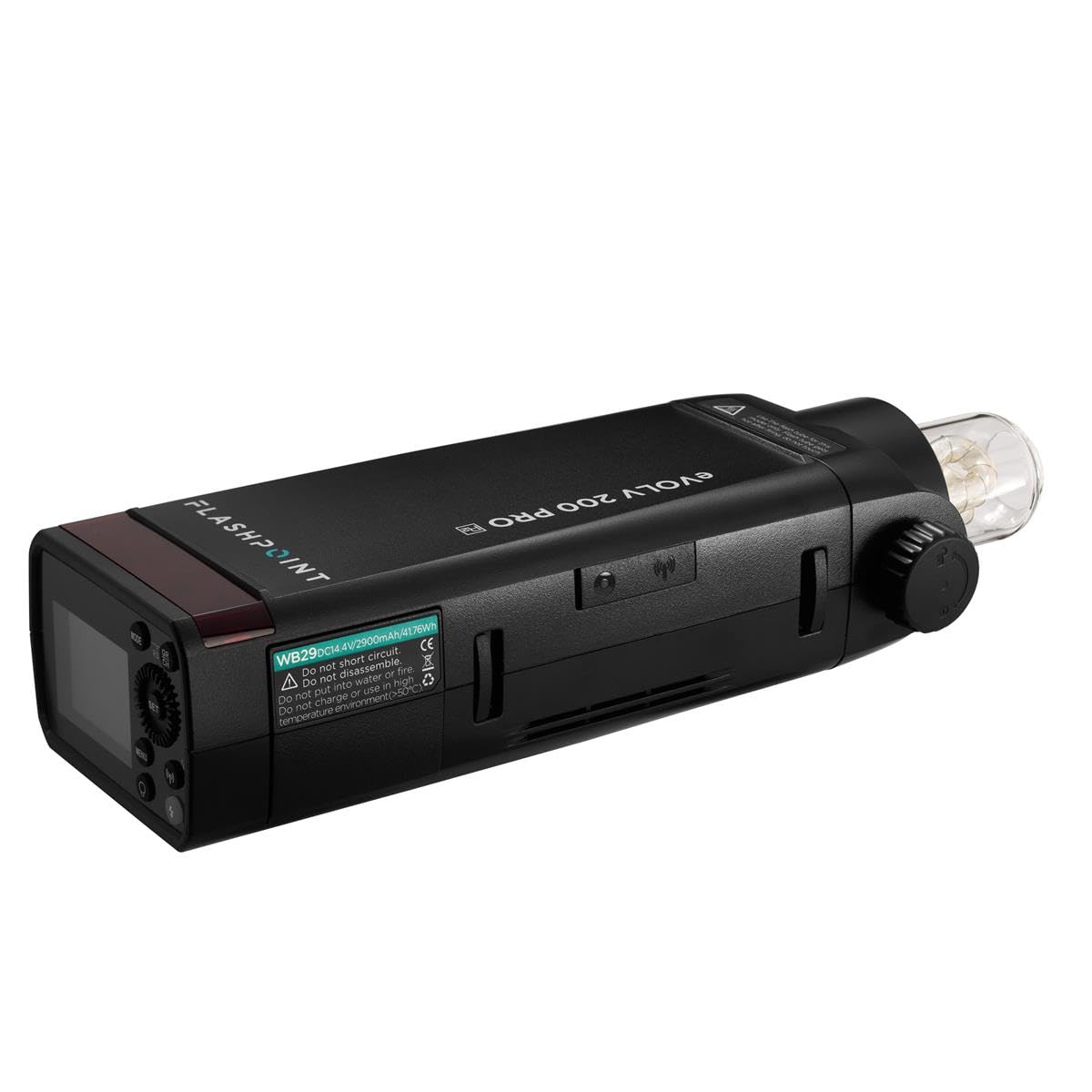 Flashpoint eVOLV 200 Pro TTL Pocket Flash Kit for Camera Strobe Light Photography, 200Ws, 1/8000 HSS, 500 Full Power Flashes, 0.01-1.8s Recycling w/2900mAh Battery, Bare Bulb/Speedlite Flash Head