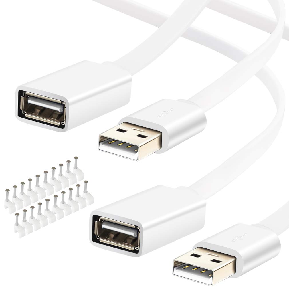 SIOCEN 13FT 2 Pack USB Power Extension Cable for Wyze Cam,WyzeCam Pan,YI Cam,YI Dome Home,Oculus Go,Kasa,Security Camera,Furbo Dog,Nest-Cam,Arlo Pro,Blink,Netvue,Flat A-Male to A-Female Extender Cord