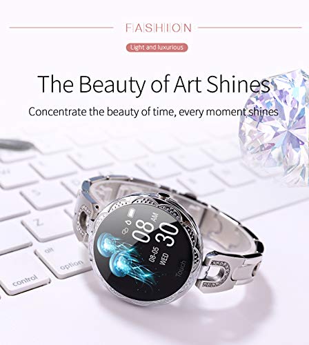 LONGLU Smart Watch for Women, Smartwatch Compatible for iOS Android iPhone Samsung Phones. Fitness Tracker with Heart Rate Blood Pressure Waterproof Bluetooth Pedometer Sleep Activity Tracker (Gold)