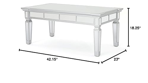 Christopher Knight Home Solanna Mirror Finished Faux Wood Coffee Table, Clear / Mirror White, 23 in x 42.15 in x 18.25 in
