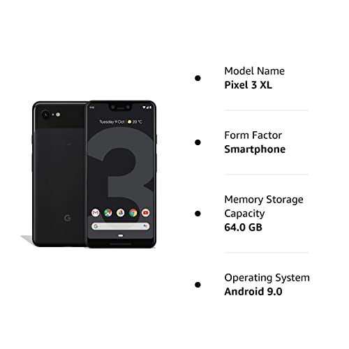 Google Pixel 3 XL 64GB Unlocked GSM & CDMA 4G LTE Android Phone w/ 12.2MP Rear & Dual 8MP Front Camera - Just Black (Renewed)