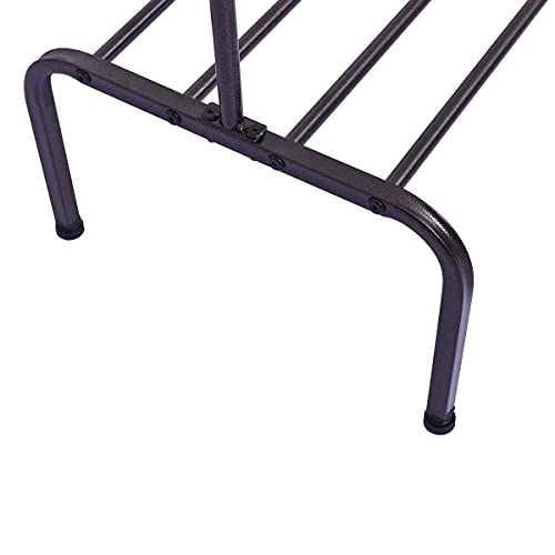 BOFENG Metal Garment Rack Heavy Duty Clothes Stand Rack With Top Rod and Lower Storage Shelf Industrial Clothes Rack for Indoor Bedroom (Brown)