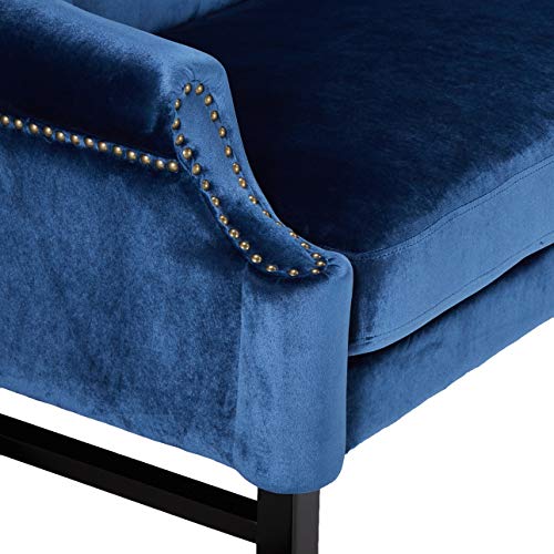 Christopher Knight Home Nolie High Back Tufted Winged Velvet Loveseat, Cobalt / Dark Brown