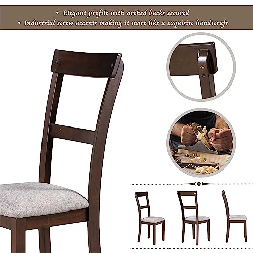 Appot AT-ST000036AAP 5 Piece, Industrial Wooden Table and 4 Chairs, Kitchen & Dining Sets for Dining, Kitchen, Bar, Living Room, Breakfast Nook, Espresso