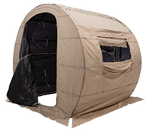 BOG HayMaker Ground Blind with StealthTrac Window System, Pop-Up Hay Bale Imitation, Brush Loops, 600D Water Resistant Fabric, Steel Frame, and Waterfowl Trap Door for Hunting, Shooting, and Outdoors