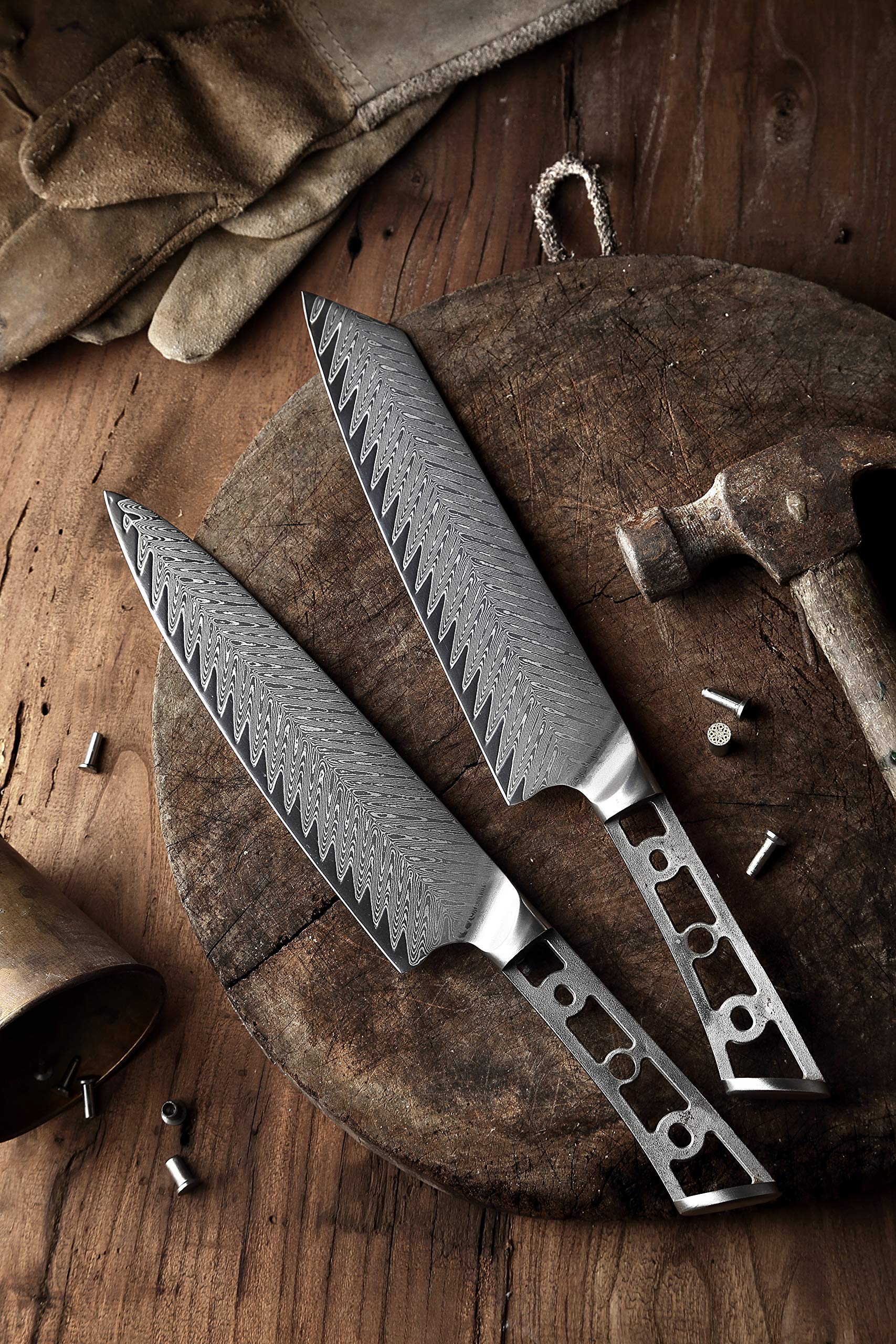 KATSURA Woodworking Project Kit – Kiritsuke Chef Knife Blank – 8 Inch with 50mm wide blade – Thunder-X Series – Japanese Premium 67 Layers Damascus AUS 10 Steel – NO LOGO