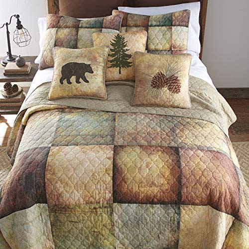 Donna Sharp Throw Pillow - Wood Patch Lodge Decorative Throw Pillow with Pine Cone Pattern - Square