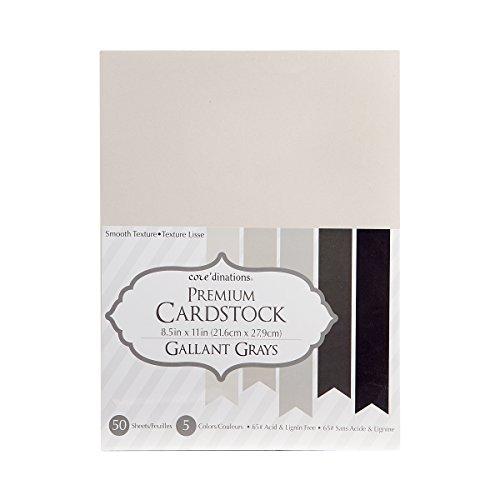 Darice Gallant Grays Cardstock, 8.5”x11” (50pc) – 65-Pound Acid-Free Gray Craft Paper with Smooth Finish – Can Be Run Through a Cardstock-Compatible Printer – for Scrapbooks, Cards and More