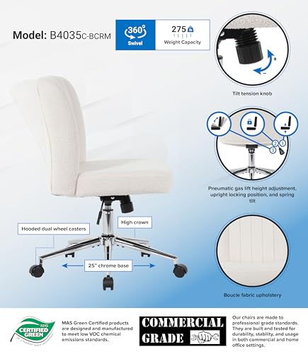 Boss Office Products Boucle Task Chair, Cream