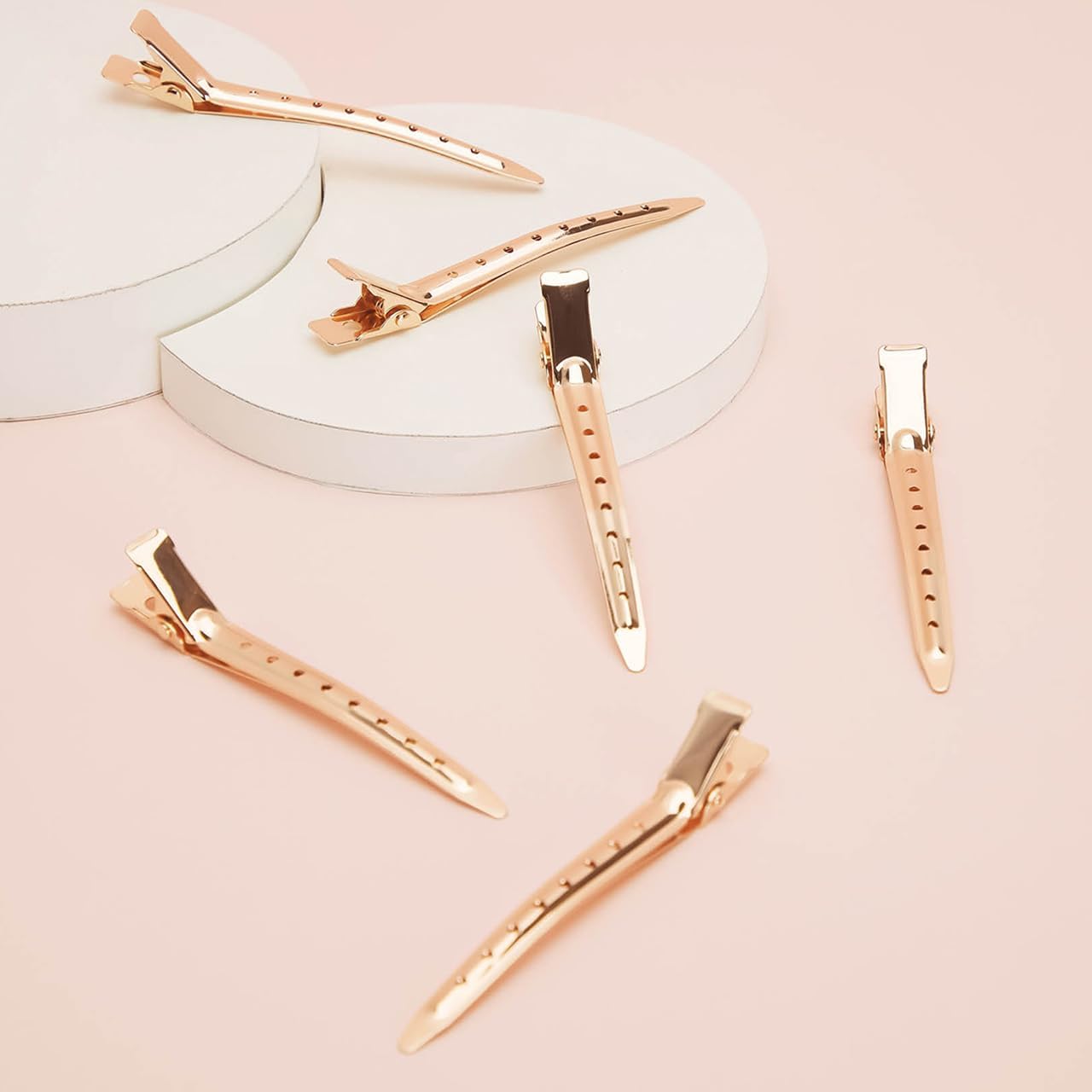 Kitsch Metal Duck Billed Hair Clips - Hair Styling Clips for Sectioning, Cutting, Coloring, Blow Drying and Makeup | Salon Quality Accessories - 6pcs (Rose Gold)