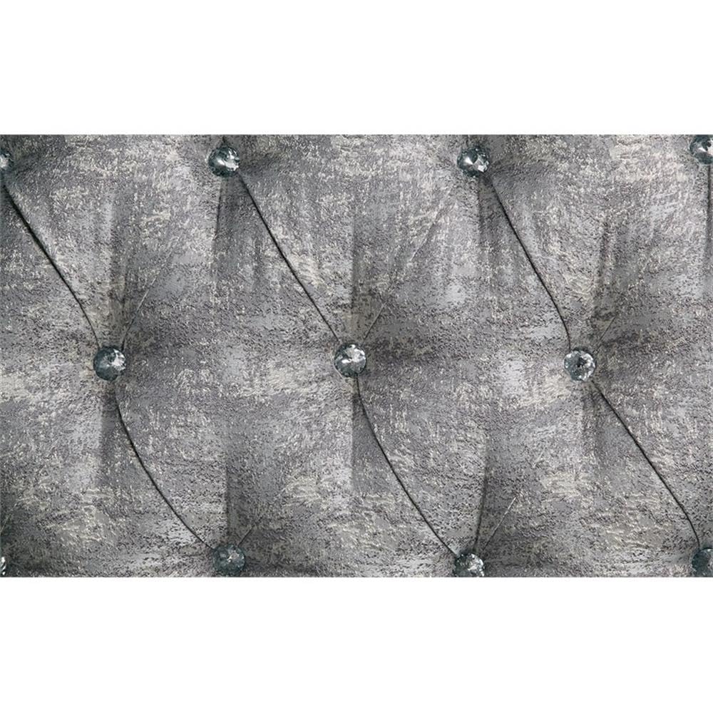 Acme Furniture Miliani Tufted Fabric & Wood Sofa with 5 Pillows in Gray/Bronze