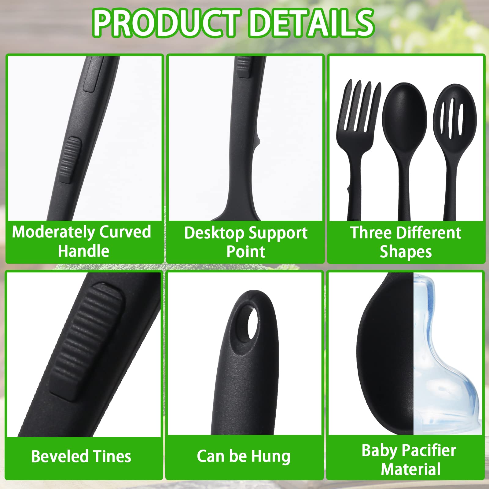 4 PCS Silicone Serving Spoons for Cooking Plastic Spoons Fork Silicone Slotted Spoons Nonstick Large Mixing Spoon Heat Resistant Cooking Utensils for Kitchen Cooking Bake Stir Draining Tool