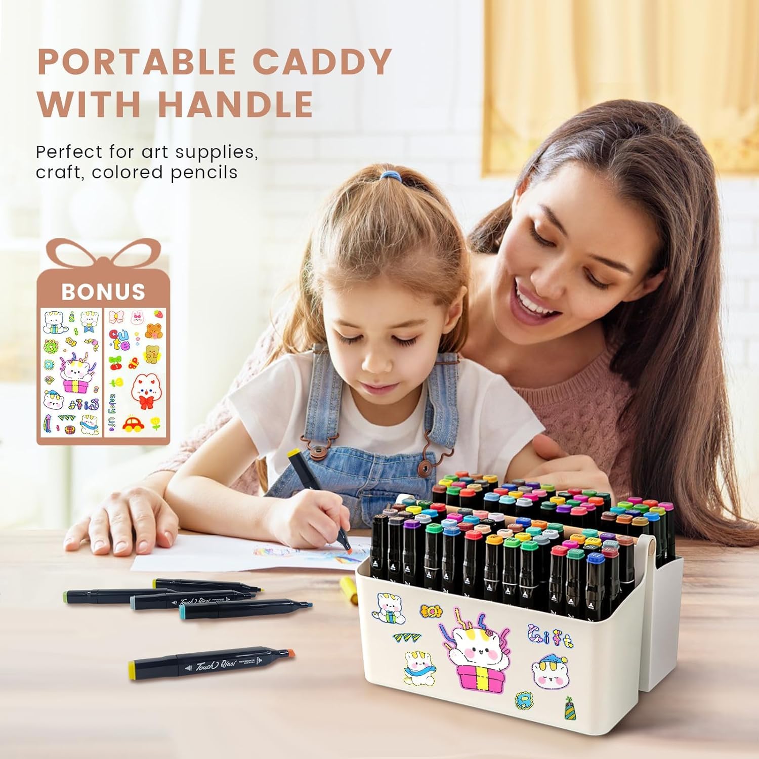akisey 3 Pack Craft Organizers and Storage, Portable Plastic Art Caddy with Handle & 2 Foldable Art Supply Storage Box, Art Bin Craft Storage Organizer with Divider