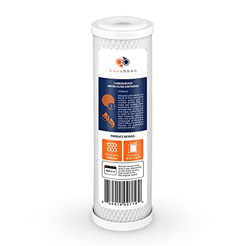 Aquaboon Coconut Shell Water Filter Cartridge | Activated Carbon Block CTO | Universal 5 Micron 10 inch Cartridge | Compatible with DWC30001, WFPFC8002, FXWTC, WHEF-WHWC, WHKF-WHWC 6-PACK