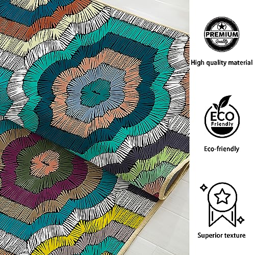 Boho Patchwork Geometric Print Area Rug Ethnic Tribal Bohemian Style Accent Rugs Colorful Non Slip Washable Floor Carpet for Living Room, Bedroom, 5x8 feet