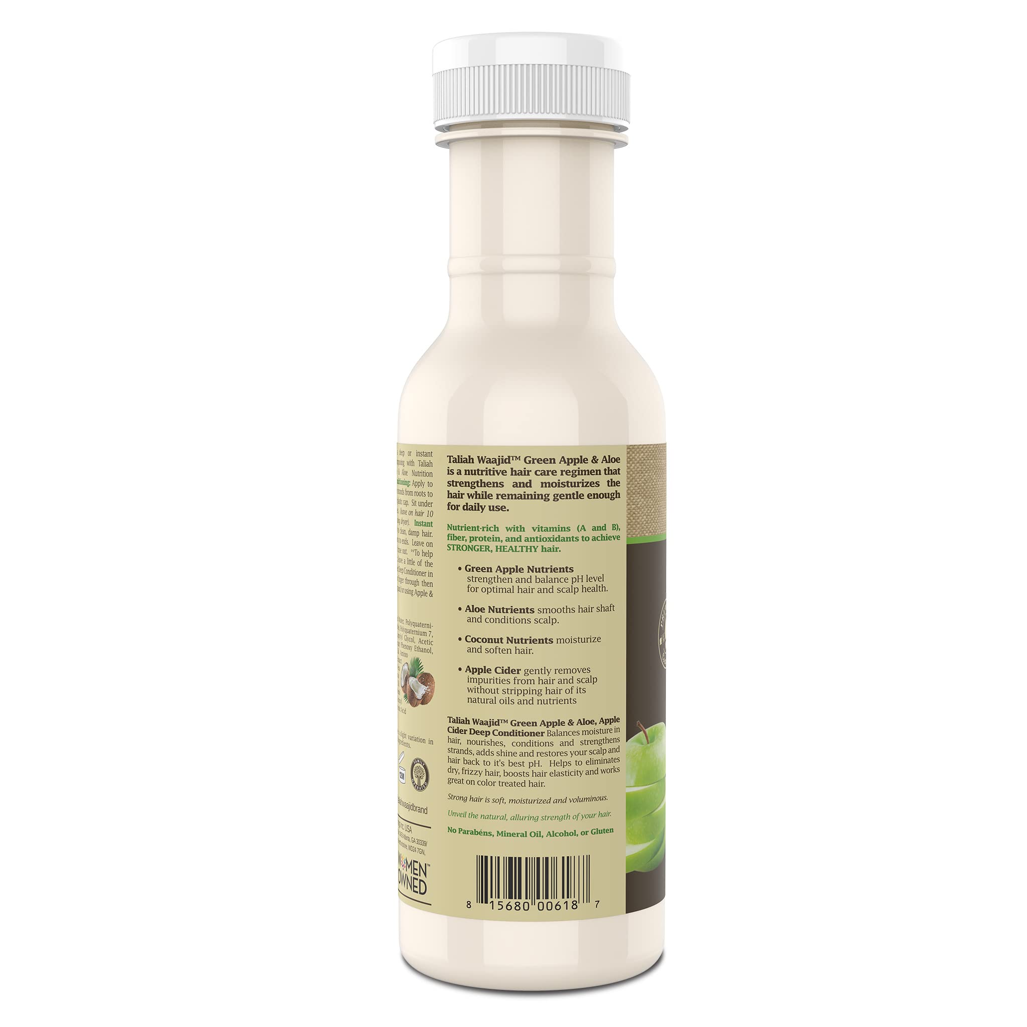Taliah Waajid Green Apple Aloe with Coconut Nutrition Apple Cider Deep Conditioner | Curl Conditioner Vitamins, Protein Formula | Softer, Smoother Hair Treatment for Thick Curly Hair -12oz (U024)