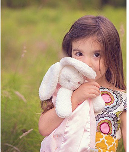 Bunnies By The Bay "Blossom Bunny" Buddy Blanket - 16" Stuffed Bunny and Baby Security Blanket - Super Soft Velour with Satin Lining
