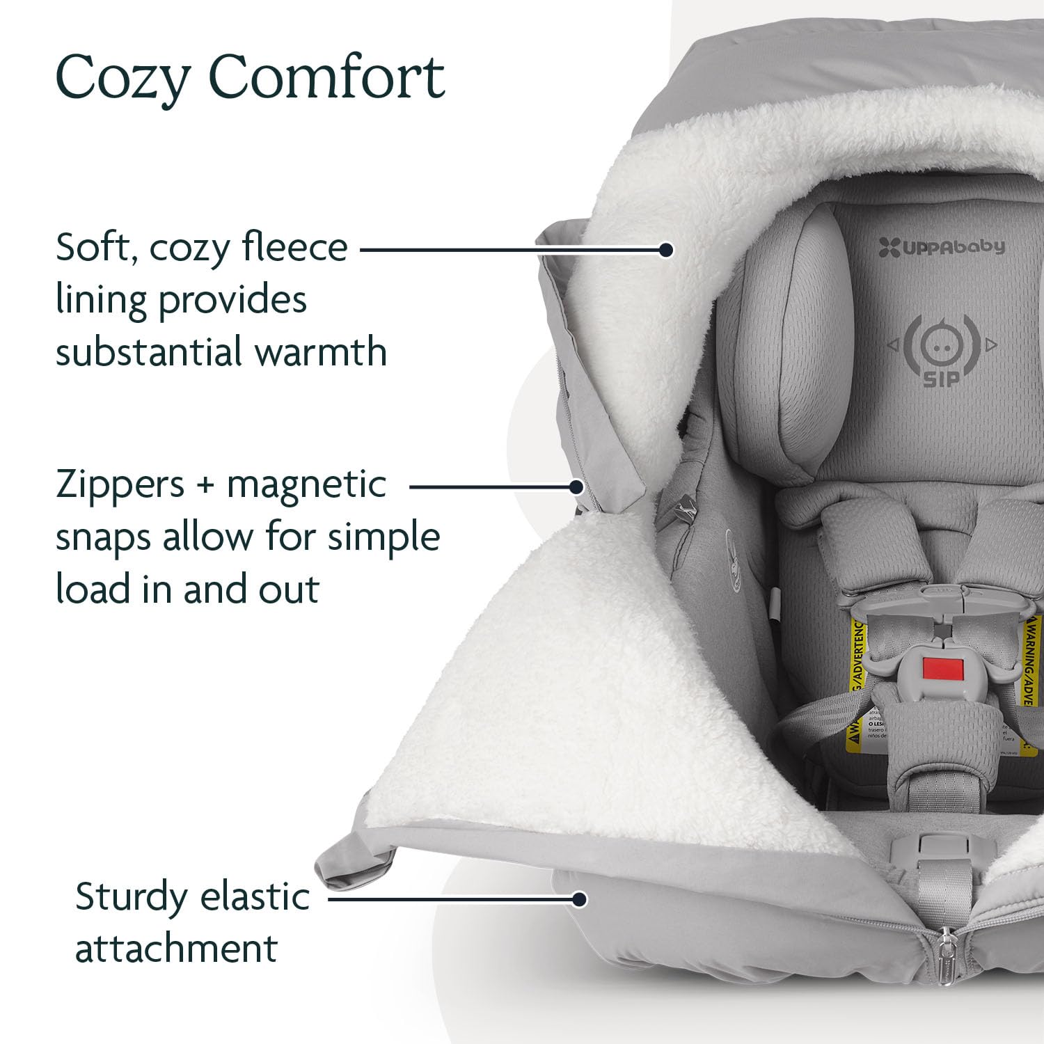 UPPAbaby CozyGanoosh for Aria and Mesa Infant Car Seat Carriers/Easily Attaches to Aria, Mesa, Mesa V2, Mesa Max/Ultra-Plush, Weather-Proof/Light Grey
