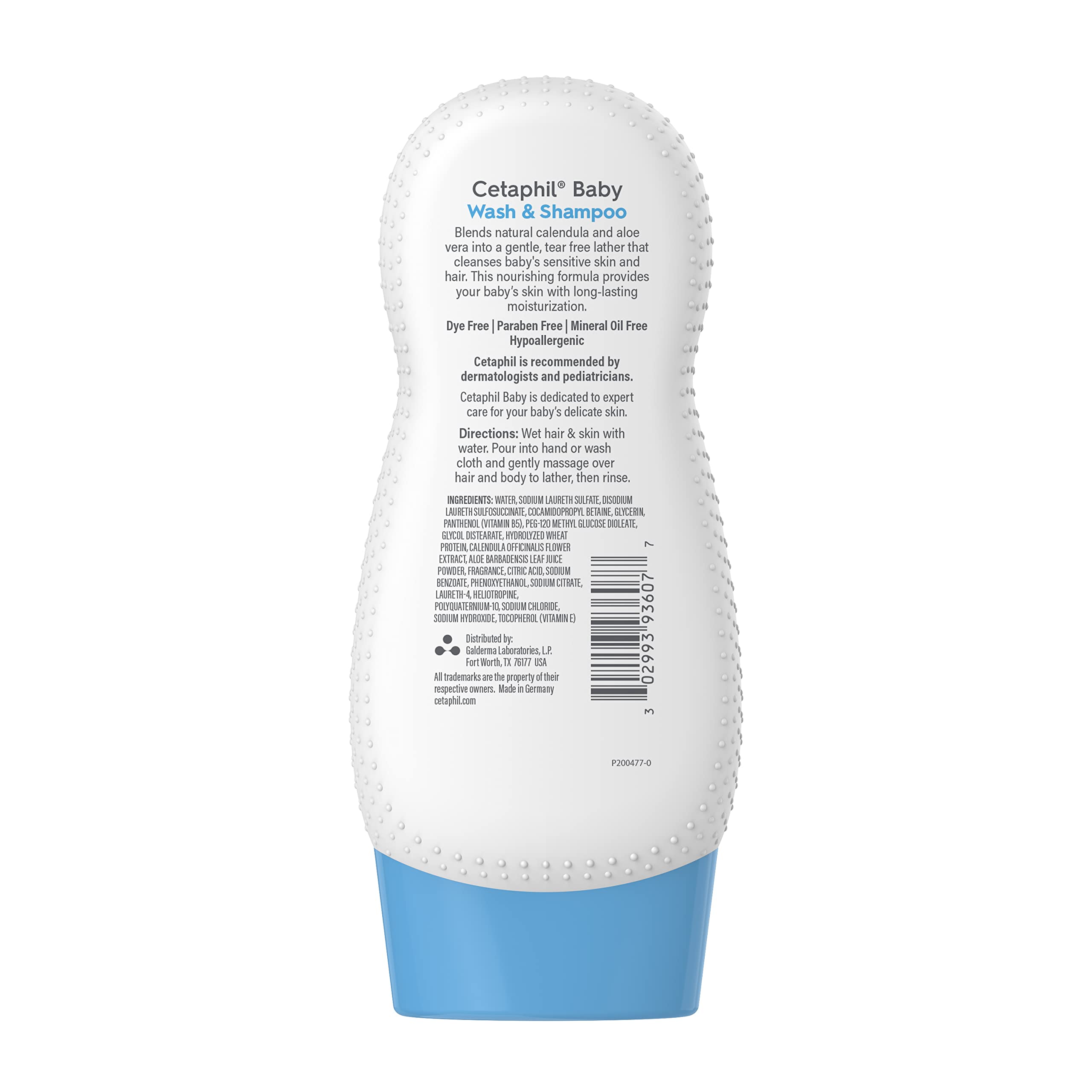 Cetaphil Baby Shampoo and Body Wash with Organic Calendula, 7.8 Fl Oz, Hypoallergenic, Tear Free, Soap Free, Ideal for Everyday Use