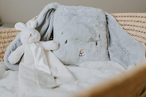 Bunnies By The Bay "Bun Bun Bunny" - 11 inch Stuffed Rabbit and Baby Blanket - Bye Bye Buddy Travel Size Baby Lovey - Super Soft Velour with Satin Lining