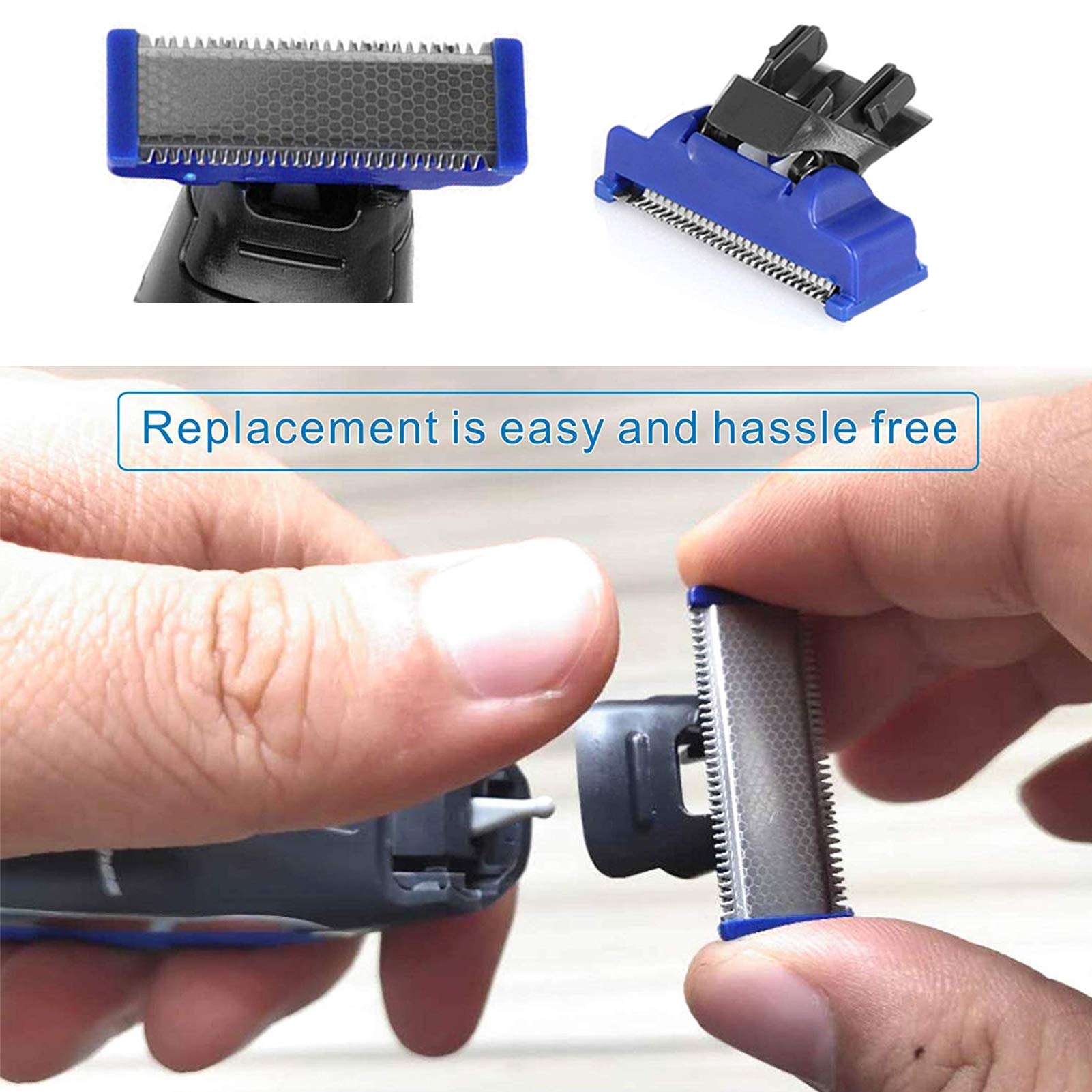 Replacement Head for Old Version of Microtouch Solo Mens Shaver Electric Micro Trimmer (3 Razor Blade & 1 Clean Brush & 1 USB Charger Cable)