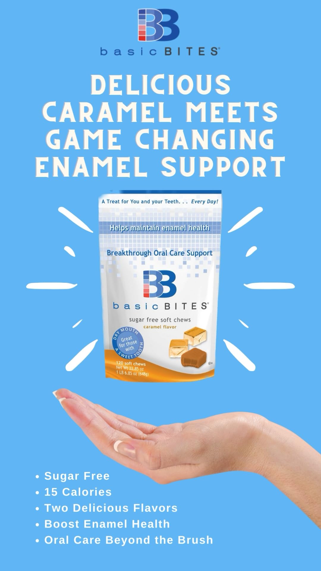 Protect Teeth from Cavity Causing Acids, Dry Mouth. Enamel Remineralizing Technology- Delicious Sugar Free Soft Chews (Caramel120 Count-Two Month Supply)