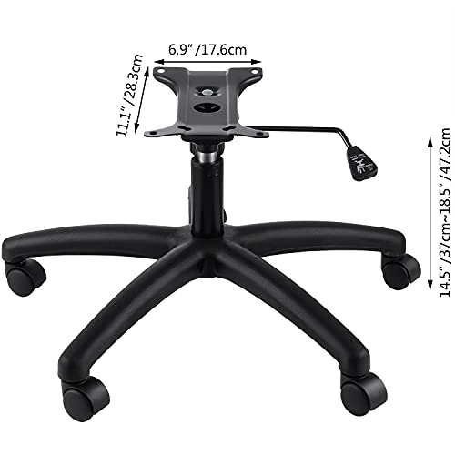 Hihone Office Chair Base, 330lbs Replacement Swivel Chair Base with Bottom Plate Base Cylinder and 5 Casters, Tilt Style Chair Base with Rolling Wheels Height Adjustable, 28" Office Chair Base