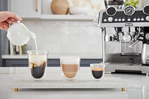 De'Longhi Fancy Collection Double Walled Thermo Espresso, Cappuccino and Latte Macchiato Glasses, (Set of 6), Clear