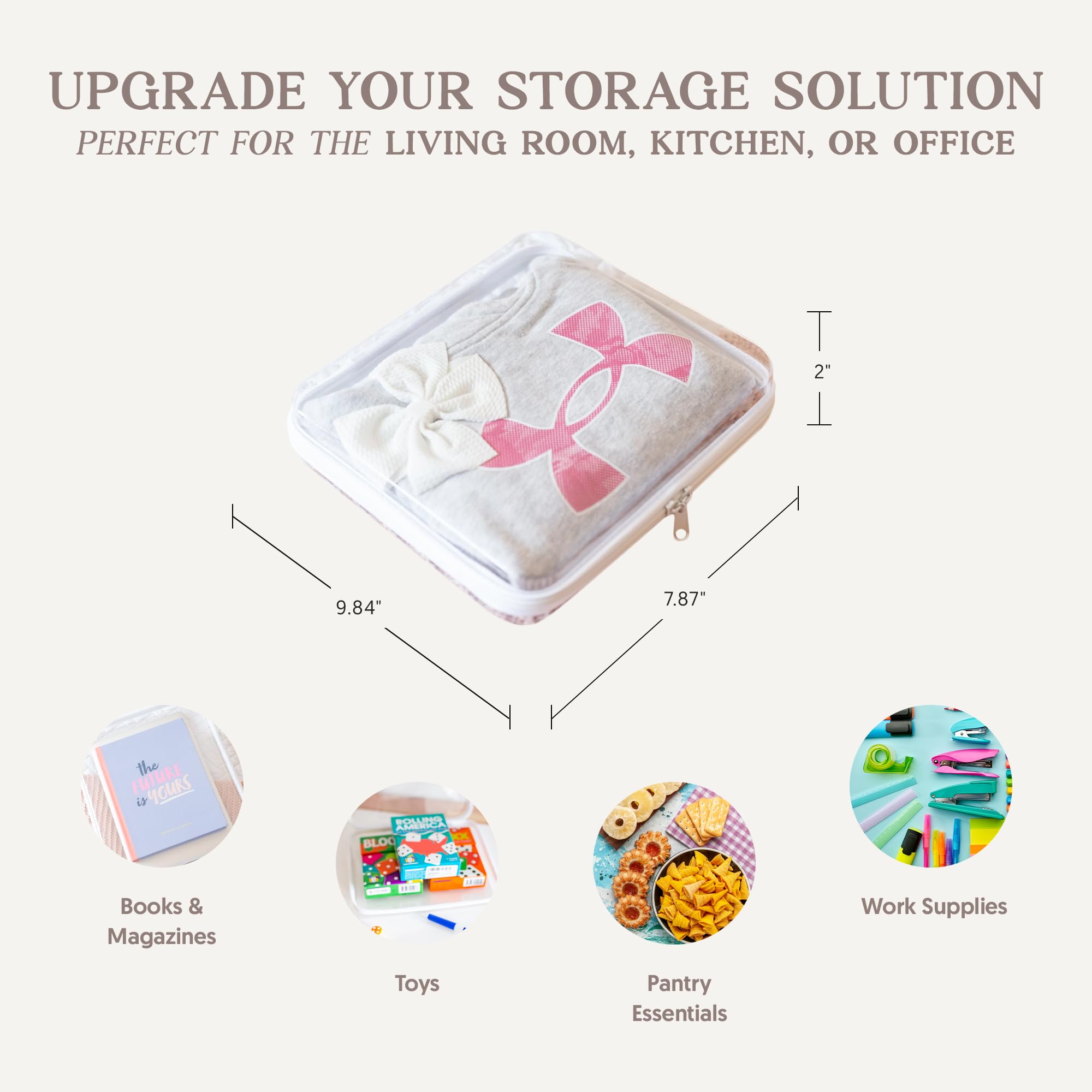 Maple & Lark Bliss Bins - Hard Sided Clear Zipper Case for Storage - Professional-Grade Plastic Clear Zipper Pencil Case, Toiletry Pouch, Travel Organizer, Cosmetic Bag, Toy Storage Bins (2 Pack, M)