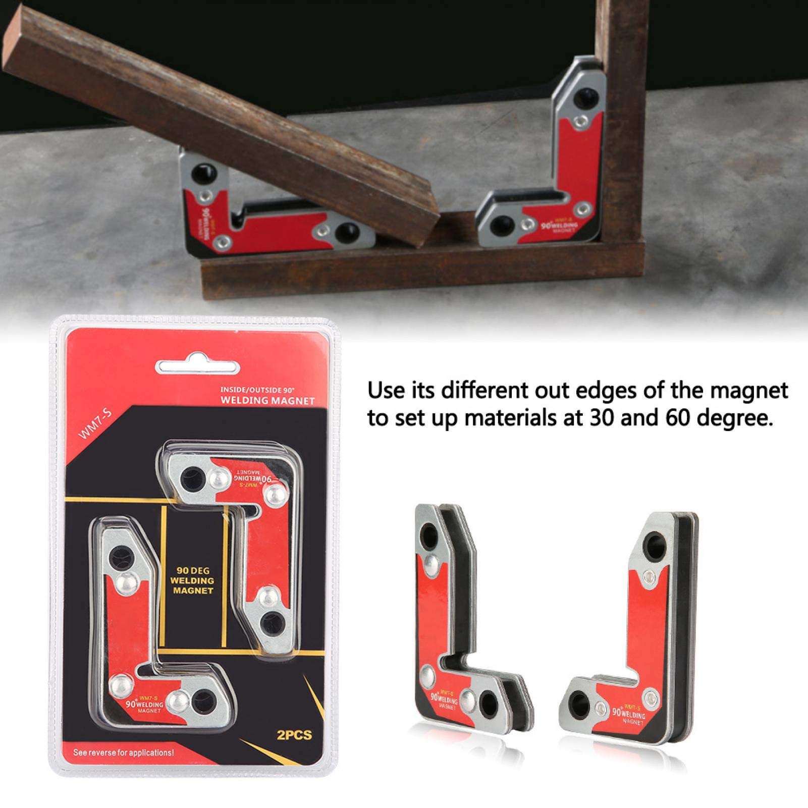 2pcs Magnetic Welding Holder, Strong Magnetic Welding Positioner Welding Magnet Arrows Welder Holder Support 30 60 90 Angles for Soldering, Marking Off, Pipe Installation