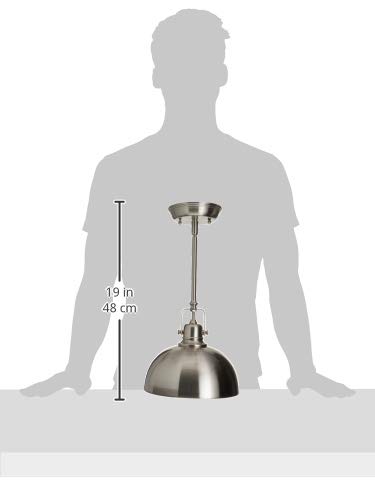 CANARM IPL222B01BN Polo 1 Light 9" Rod Pendant, Brushed Nickel with Painted White Interior, Silver