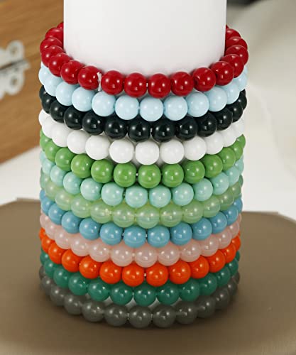 BOMAIL 12Pcs 8mm Beaded Stretch Bracelet Handmade Round Glass Bracelet for Women Multicolor Matte Beads Elastic Bracelet Gifts