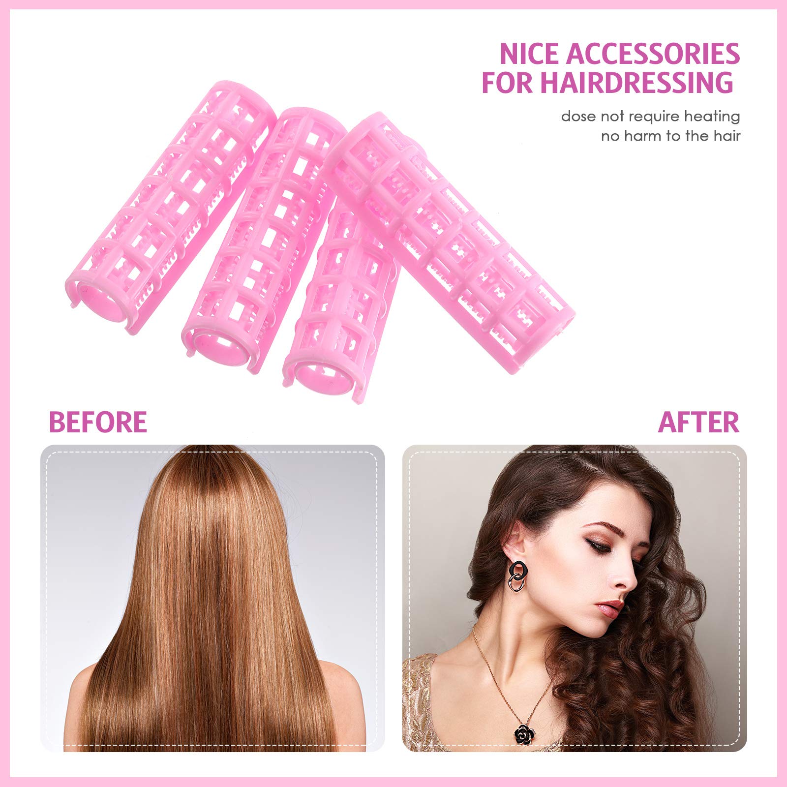 Syhood 28 Pieces Hair Roller, 0.6 Inch/ 1.5 cm Small Size Plastic Hair Rollers with Steel Pintail Comb for Short Hair Long Hair Styling Tools (Pink)