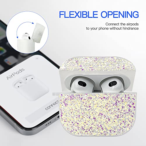 Case Cover Compatible with AirPods 3rd Generation 2021 Protective Case ARBLEL [epoxy Resin Glitter Shell Case] for Airpods 3 Women Girls Cute Twinkle Case,with Keychain (case Clear white-02)