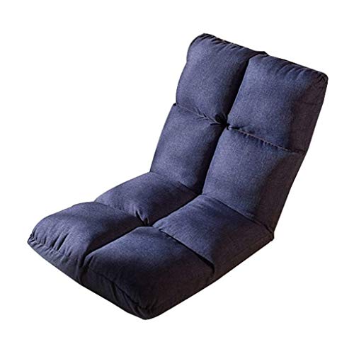 GYDJBD Lazy Folding Sofa, Tatami Bed Back Single Bedroom Crib Sofa, Cotton and Linen, Blue