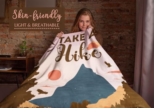 Cool Hiking Gifts for Women, Men, Couples, Throw Blanket for Hikers for Christmas, Birthday - 50" x 65" Take a Hike