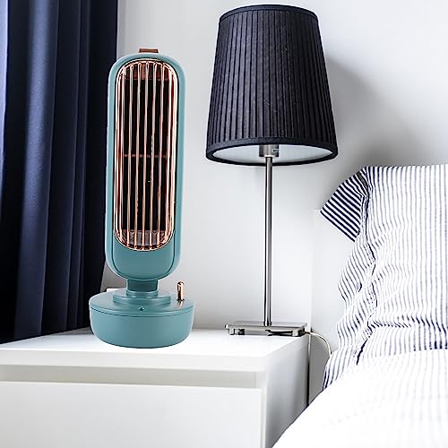 Aqur2020 Fan Mini Desktop Fans USB USB Power Supply Fans Portable Mini Vintage Tower Shape Humidification Table Fan (Green)