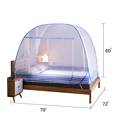 Jsanh Large Mosquito Net for Bed King Size Portable Pop UP Mosquito Netting with Bottom Foldable Mosquito Nets for Baby Adults 80 x 72 x 60 inch