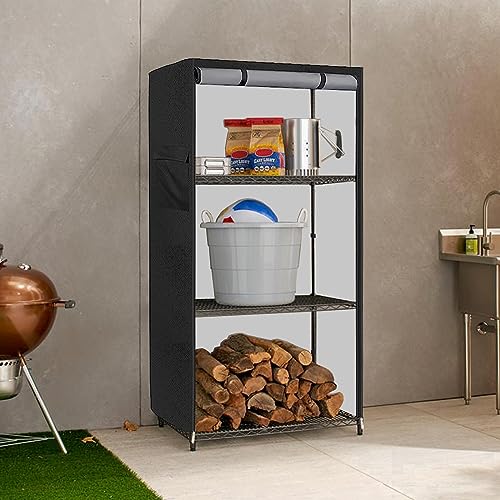 Aacabo Shelf Cover,Waterproof Dustproof Storage Shelving Unit Cover,Fits 60"Wx24"Dx72"H Shelf,Shelf Display Rack Protector Cover with Zipper,Black(Cover only)