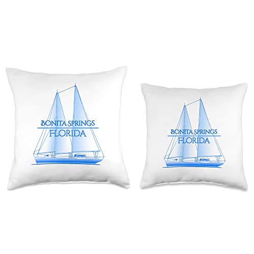 Bonita Springs Florida Sailing Nautical Designs Bonita Springs Florida Coastal Nautical Sailing Sailor Throw Pillow, 16x16, Multicolor