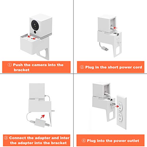 Wall Mount Compatible with Wyze Cam 1080p HD Camera, Compatible with Wyze Cam Pan, 360 Degree Swivel AC Outlet Wall Plug Mount Stand Holder Bracket (2 Pack)
