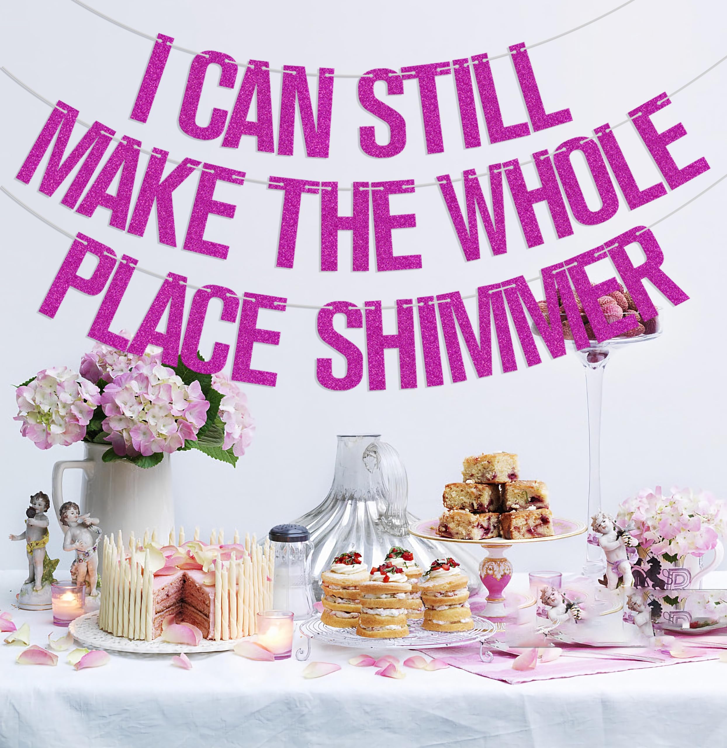 I Can Still Make the Whole Place Shimmer Banner, Disco Taylor Singer Party Decorations, Hot Pink Disco Birthday Party Decorations