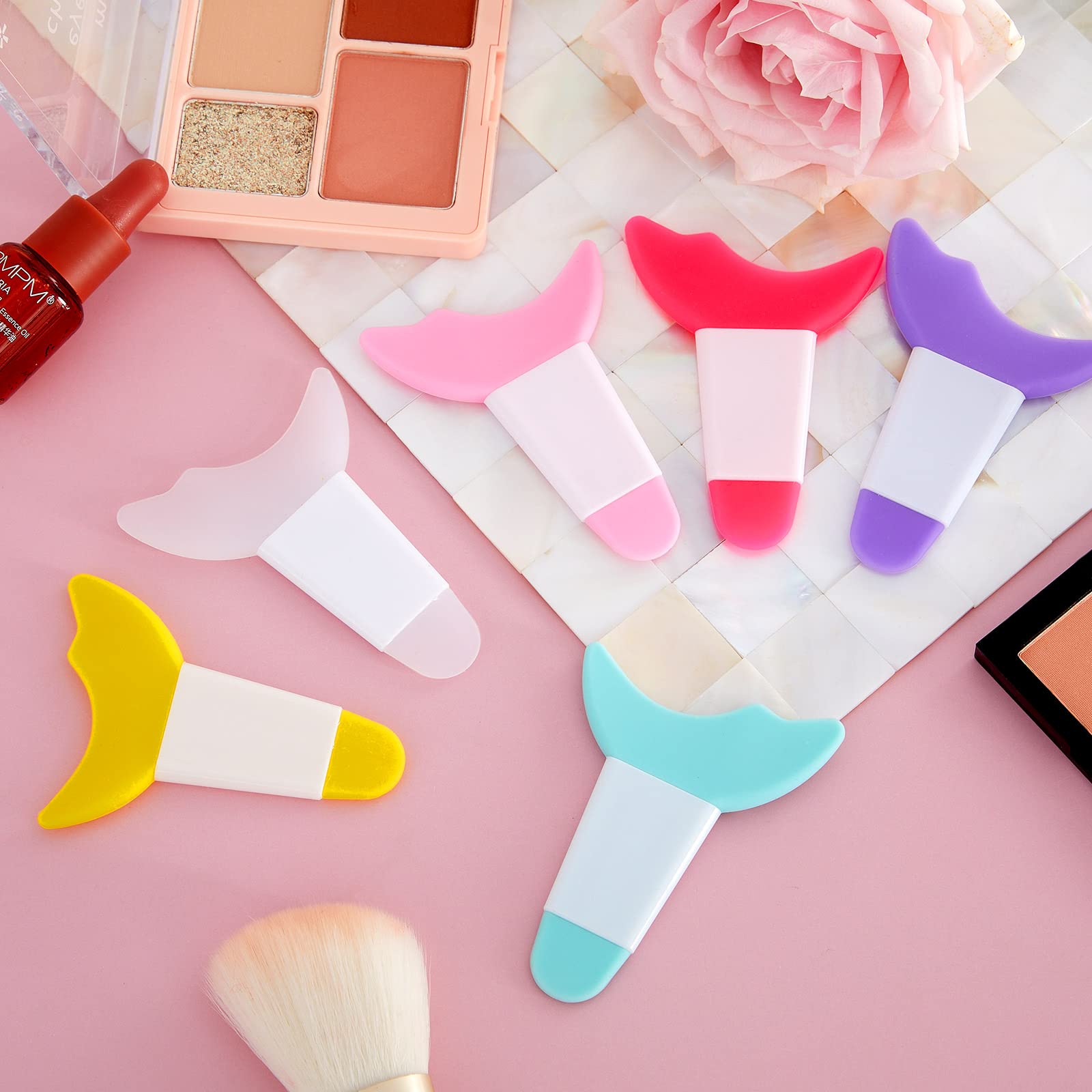 6 Pcs Mascara Eyelash Applicator Guard Tool Mascara Guard Eyelash Tool Applicator Silicone Reusable Eyeshadow Lash Auxiliary Applicator Tool Pads Prevent Makeup Residue, 6 Colors