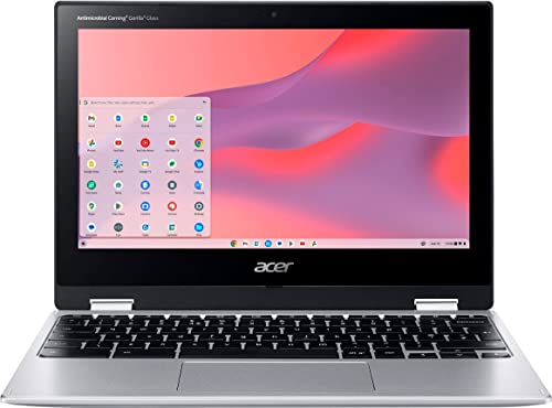 Acer Chromebook Spin 311 Convertible 2-in-1 Laptop, 11.6'' HD IPS Touch Screen, MediaTek MT8183C 8-Core Processor, 4GB RAM, 64GB eMMC, Webcam, 10-Hour Bettary, Chrome OS, Pure Silver/Saz USB Cable
