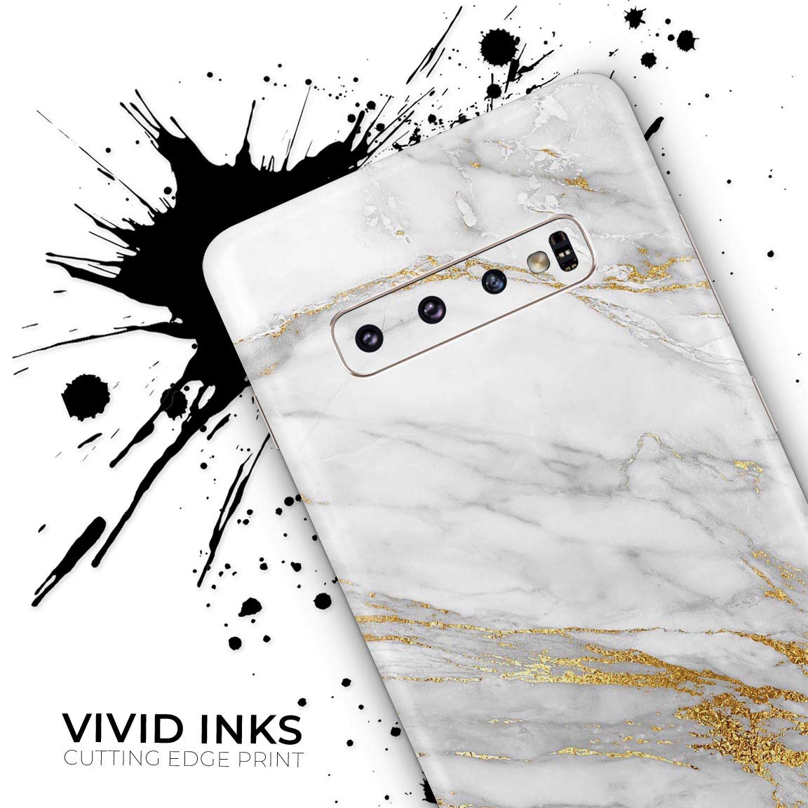 DesignSkinz Marble & Digital Gold Foil V4 2 Protective Vinyl Decal Wrap Skin Cover Compatible with The Samsung Galaxy S20 (Screen Trim & Back Glass Skin)